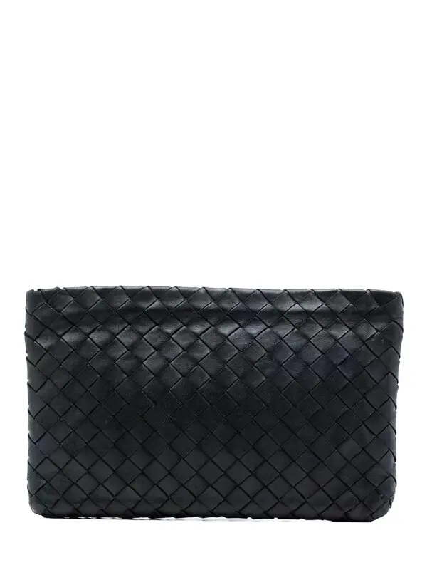 Bottega Veneta Large Nappa Intrecciato Flat Zip Pouch - Black