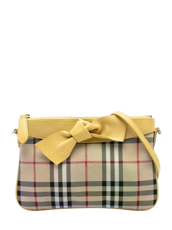 Burberry Haymarket Check Coated Canvas Bow Tie Crossbody Bag - Neutrals