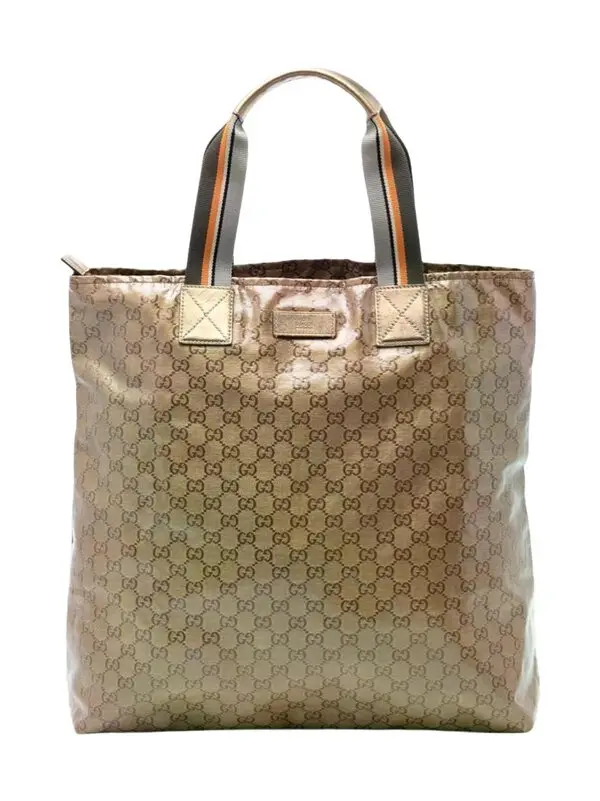 Gucci Gg Crystal Vertical Web Tote Bag - Gold