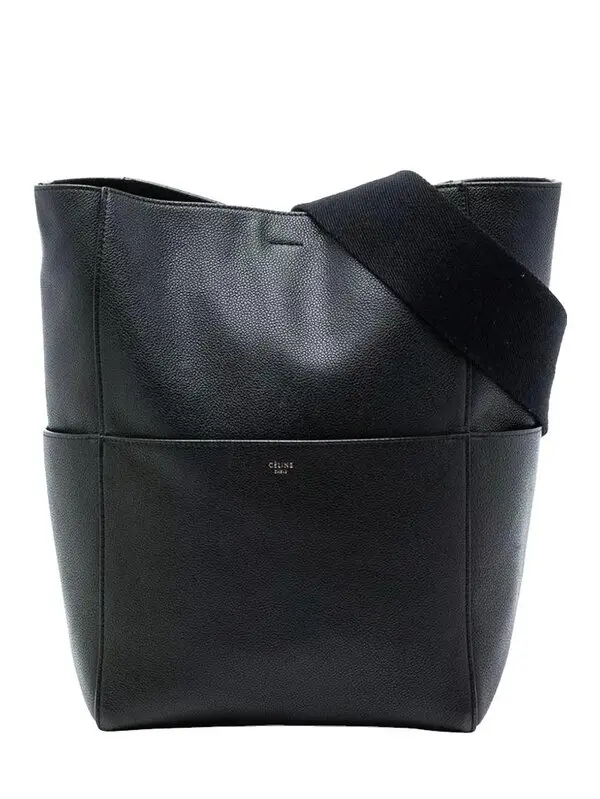 Celine 2016 Medium Leather Seau Sangle Bucket Bag - Black