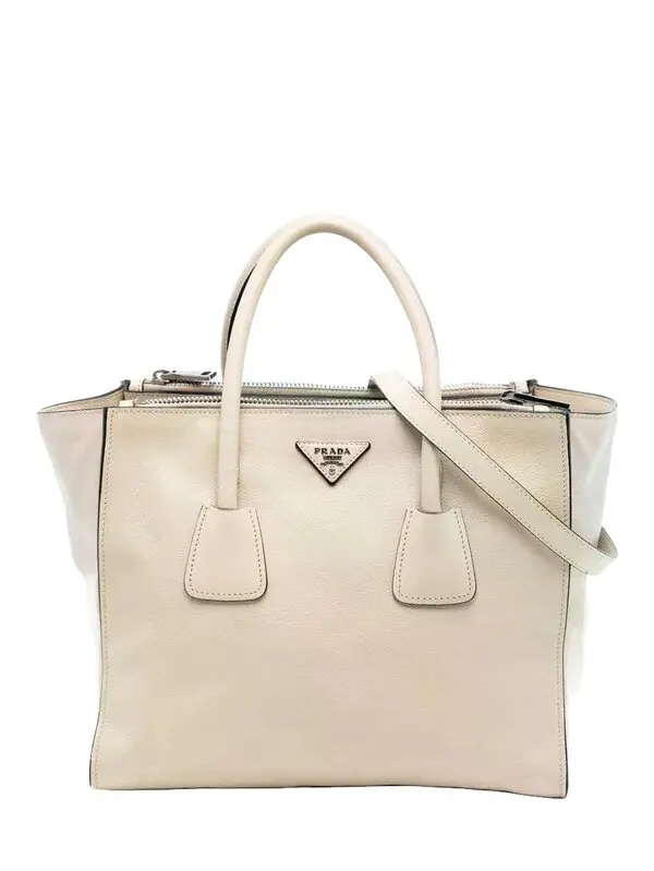 Prada Vitello Daino Twin Pocket Satchel - White