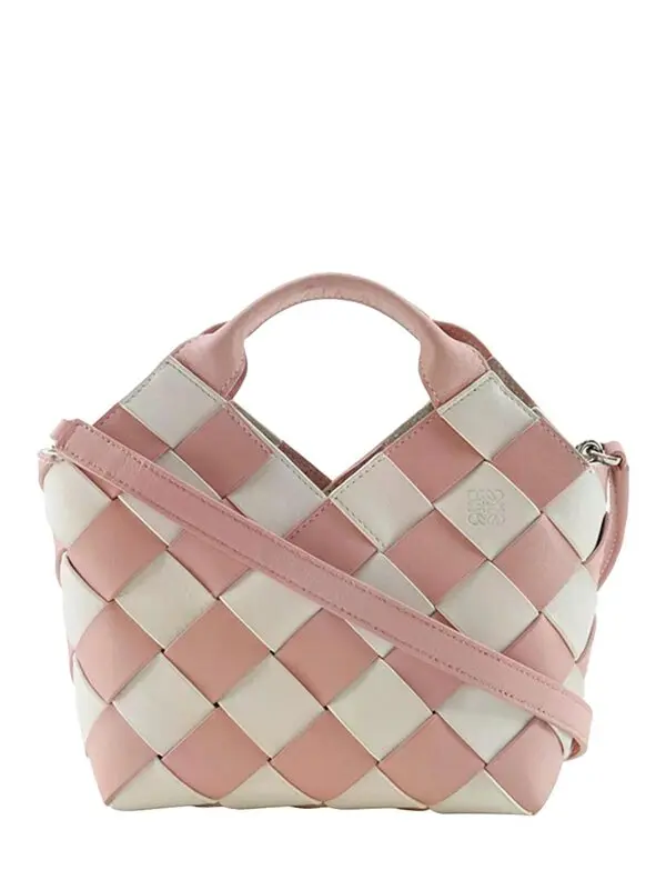 Loewe Mini Woven Calfskin Basket Bag - Pink