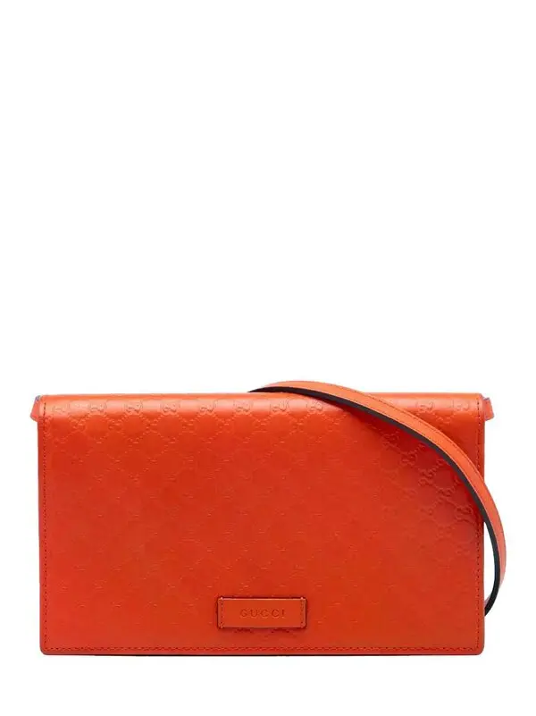 Gucci Microssima Wallet On Strap Crossbody Bag - Orange