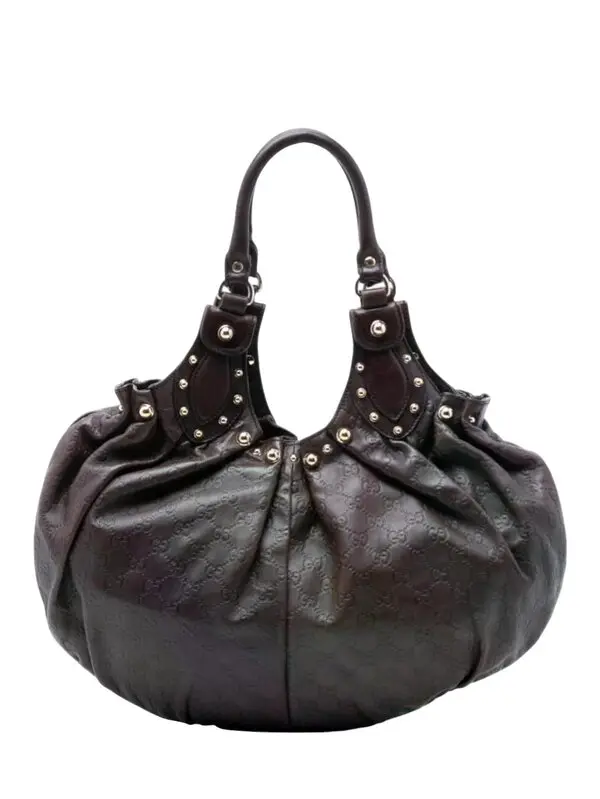 Gucci Ssima Studded Pelham Hobo Shoulder Bag - Brown