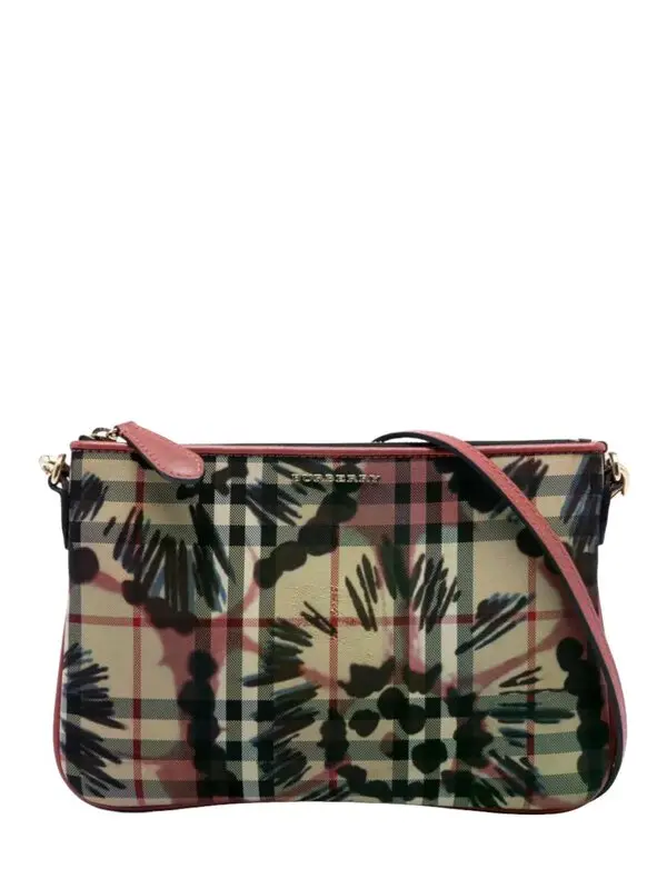 Burberry Haymarket Check Peony Rose Crossbody Bag - Neutrals