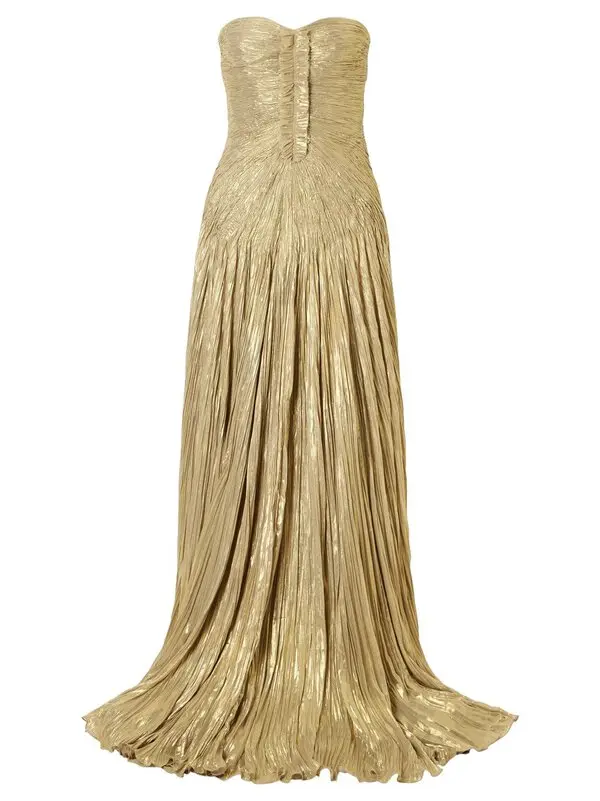 MARMAR HALIM Draped Pleated Metallic Gown - Gold