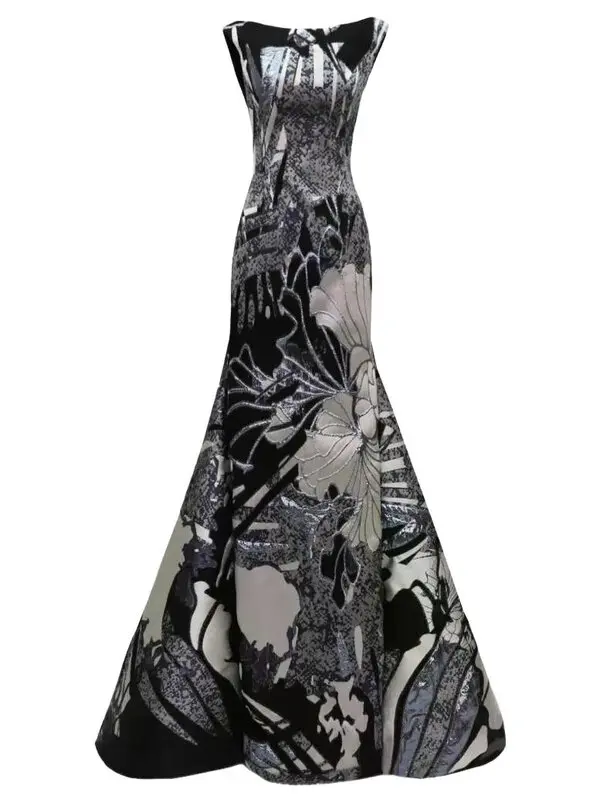GEMY MAALOUF Bateau-collar Maxi Dress - Black