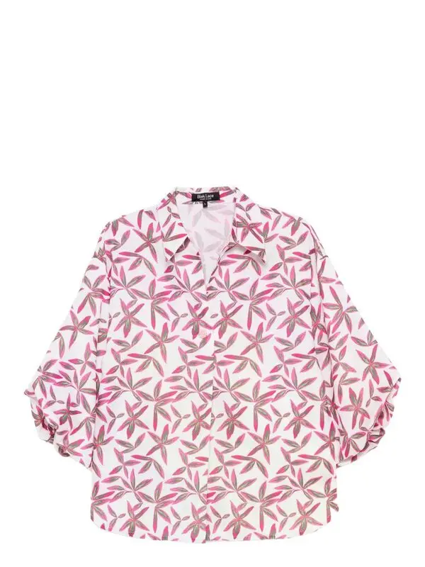 BLAKLACE Printed Puff-sleeve Blouse - White