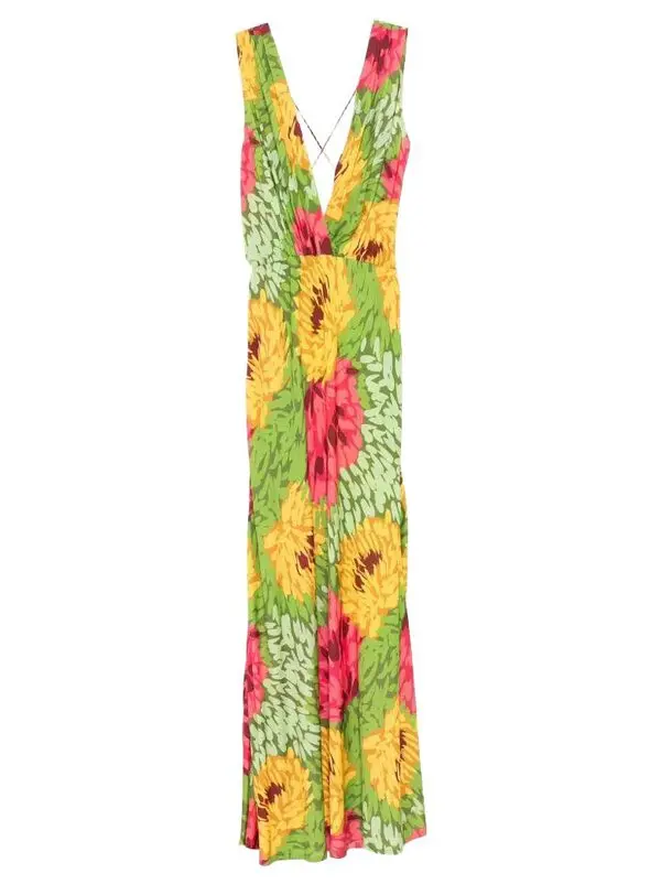 BLAKLACE Floral V-neck Maxi Dress - Green