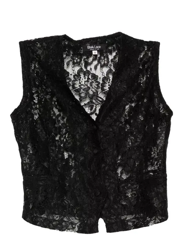 BLAKLACE Lace V-neck Top - Black