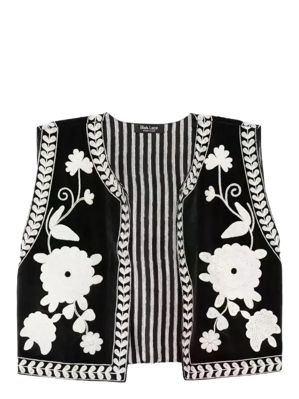 BLAKLACE Floral Embroidered Blouse - Black