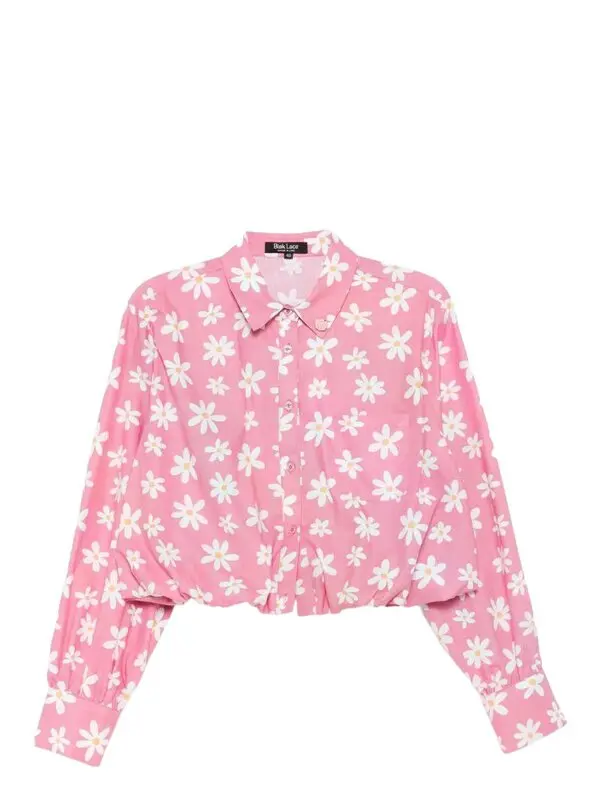 BLAKLACE Printed Long Sleeve Blouse - Pink