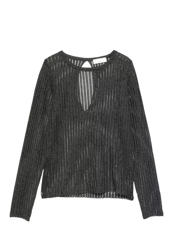 ROBERTO COLLINA Ribbed-knit Cut-out Sweater - Grey
