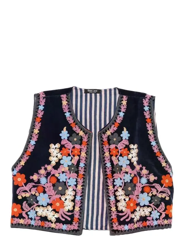BLAKLACE Floral-embroidered Blouse - Blue