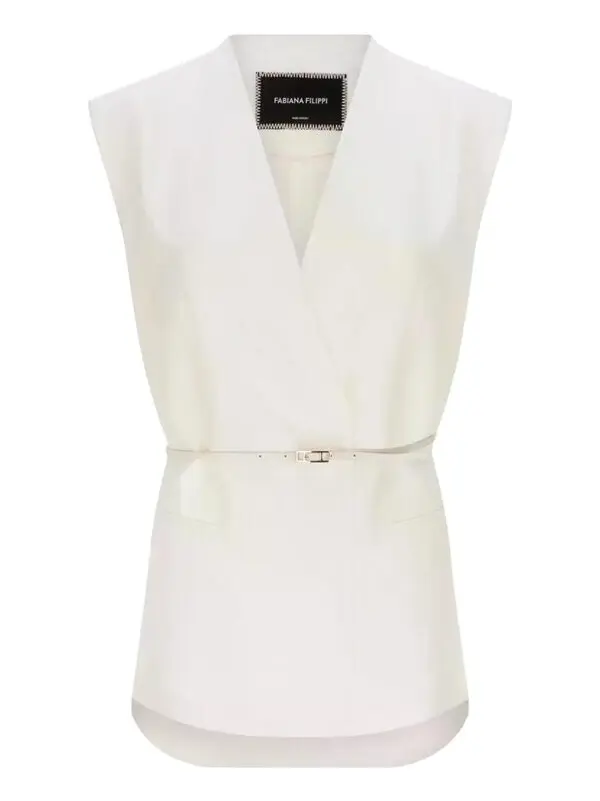 Fabiana Filippi V-neck Belted Waistcoat - White