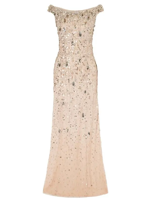 Jenny Packham Jessie Off-the-shoulder Embellished Tulle Gown - Pink