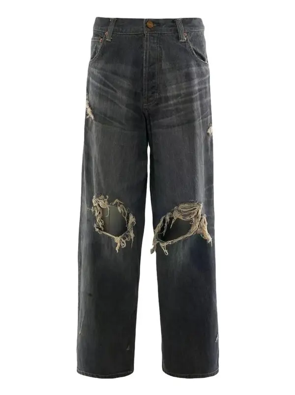 KAMIYA Distressed Wide-leg Jeans - Grey