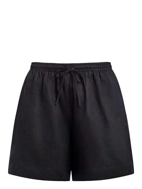 12 STOREEZ Ramie Drawstring Shorts - Black