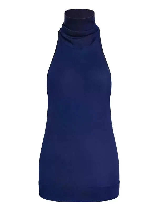 12 STOREEZ Silk Turtleneck Top - Blue