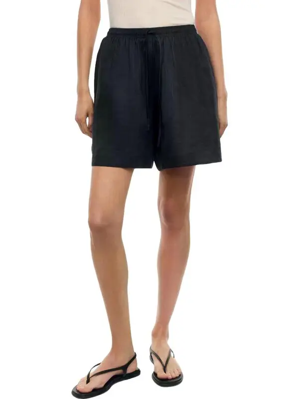 12 STOREEZ Mykonos Ramie Shorts - Black