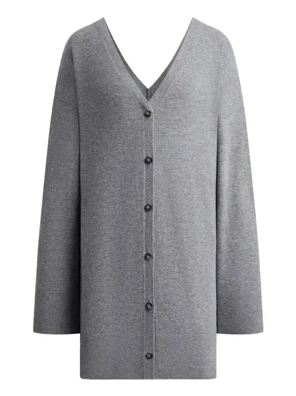 12 STOREEZ V-neck Wool Cardigan - Grey