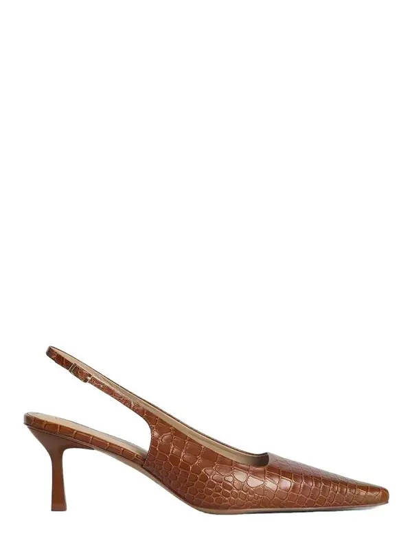 12 STOREEZ Leather Slingback Pumps - Brown
