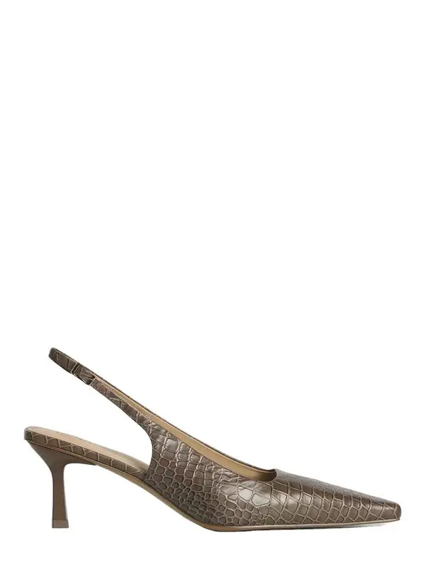12 STOREEZ Leather Slingback Pumps - Grey