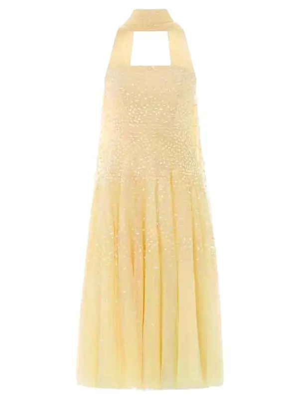 NEEDLE & THREAD Sunrise Sequin Strapless Midi Dress - Yellow