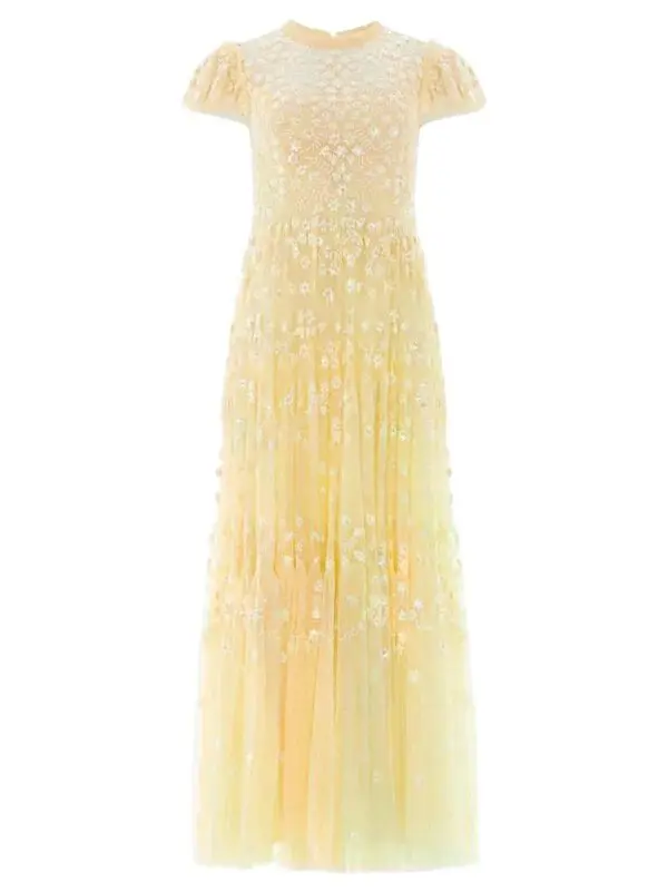 NEEDLE & THREAD Clover Short-sleeve Maxi Dress - Yellow
