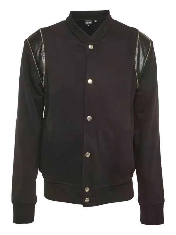 Just Cavalli Long-sleeve Faux-leather Bomber Jacket - Black