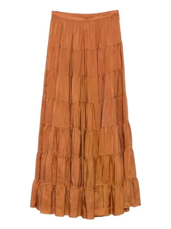 FORTE_FORTE Silk Tiered Maxi Skirt - Brown