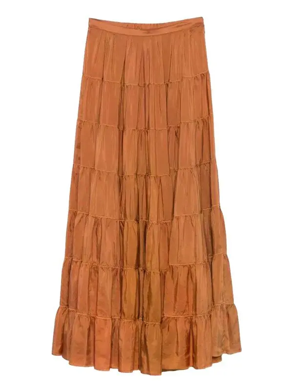 FORTE_FORTE Silk Tiered Maxi Skirt - Brown
