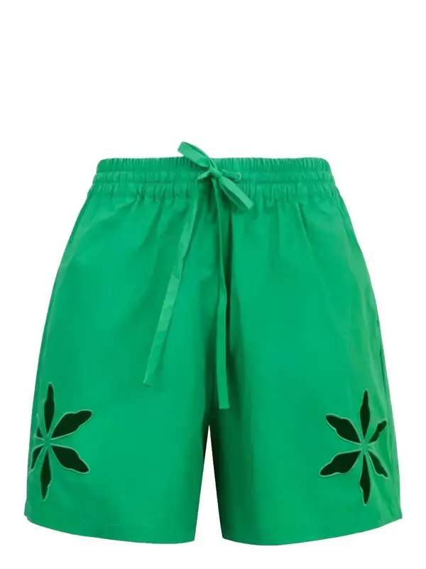 Mira Mikati Cut-out Floral Shorts - Green