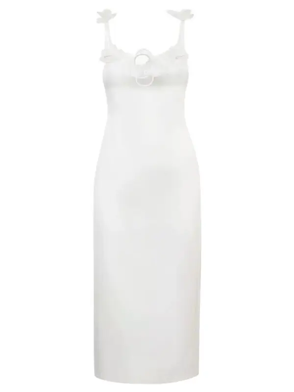 David Koma Flower-embellishment Midi Dress - White