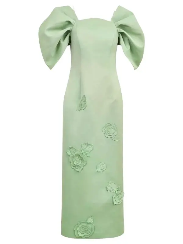 LEO LIN Arabella Floral-appliqué Dress - Green