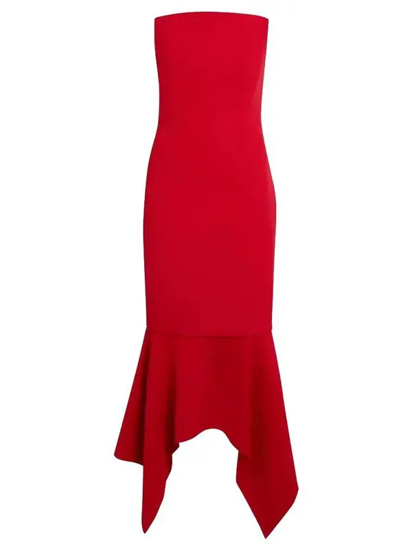 Safiyaa Tegan Asymmetric Midi Dress - Red