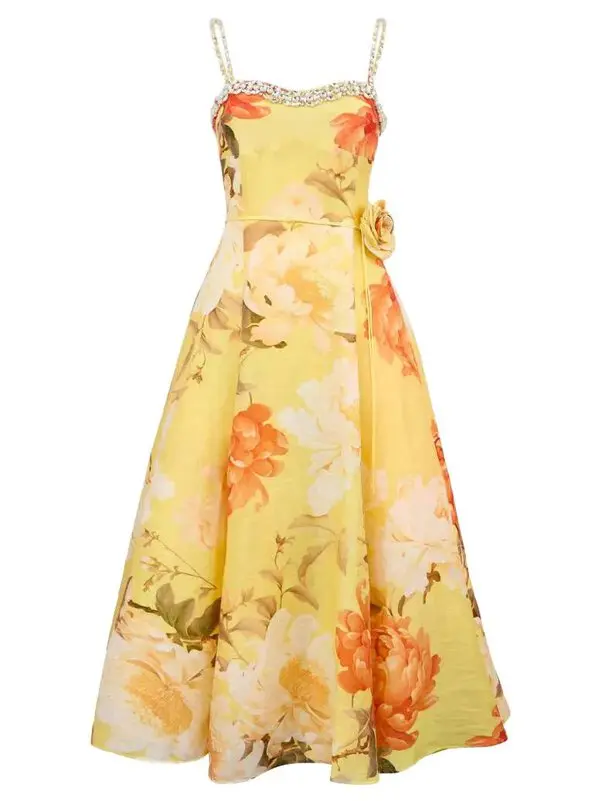 LEO LIN Mariela Floral-embellished Maxi Dress - Yellow