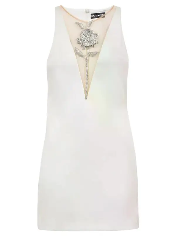 David Koma Crystal-rose Mini Dress - White