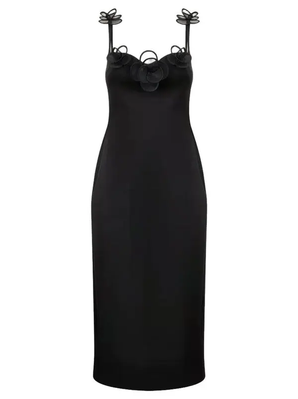 David Koma Flower-embellishment Midi Dress - Black