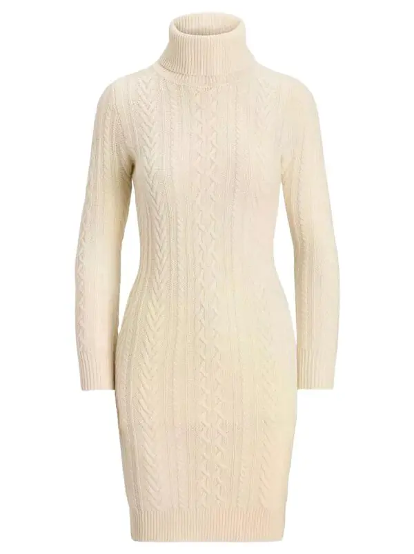 Ralph Lauren Cable-knit Roll-neck Mini Dress - Neutrals