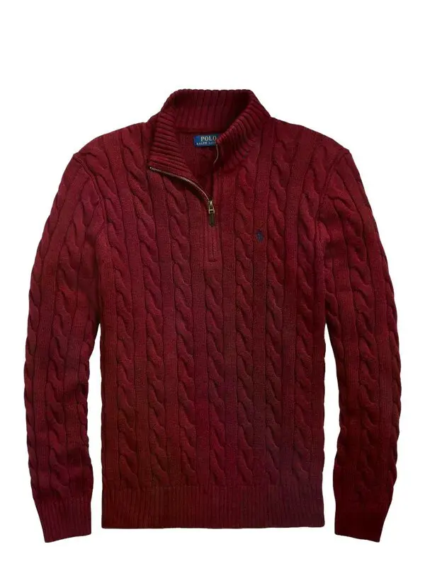 Polo Ralph Lauren Cable Knit Zip Sweater - Red