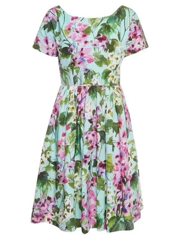 Dolce & Gabbana Floral-pattern Cotton Midi Dress - Blue