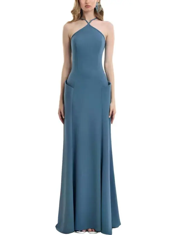 GEMY MAALOUF Halter-neck Maxi Dress - Blue