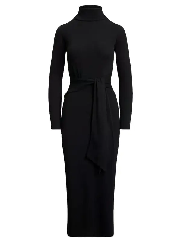 Ralph Lauren Tie-waist Midi Dress - Black