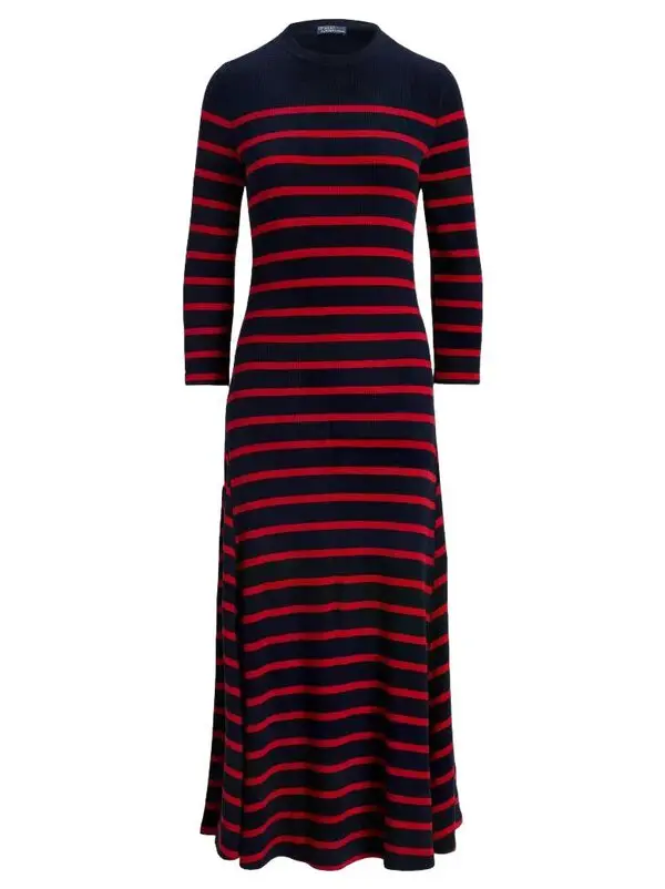 Polo Ralph Lauren Striped Long-sleeve A-line Dress - Blue