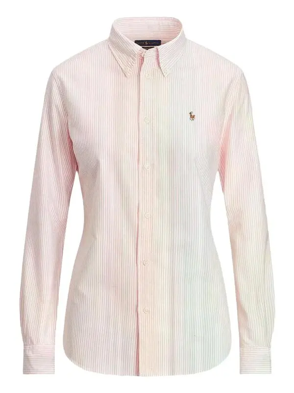 Polo Ralph Lauren Striped Logo-embroidered Shirt - Pink