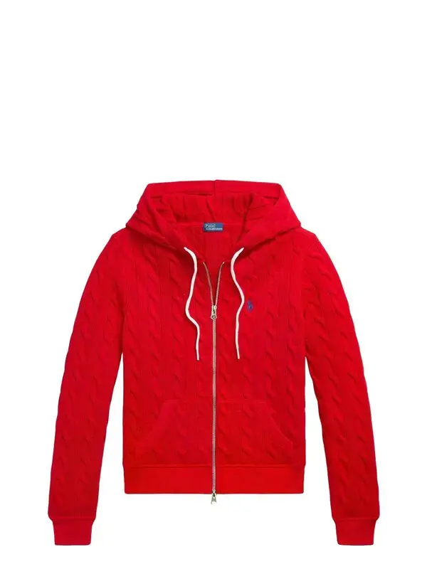 Polo Ralph Lauren Cable-knit Full-zip Hoodie - Red