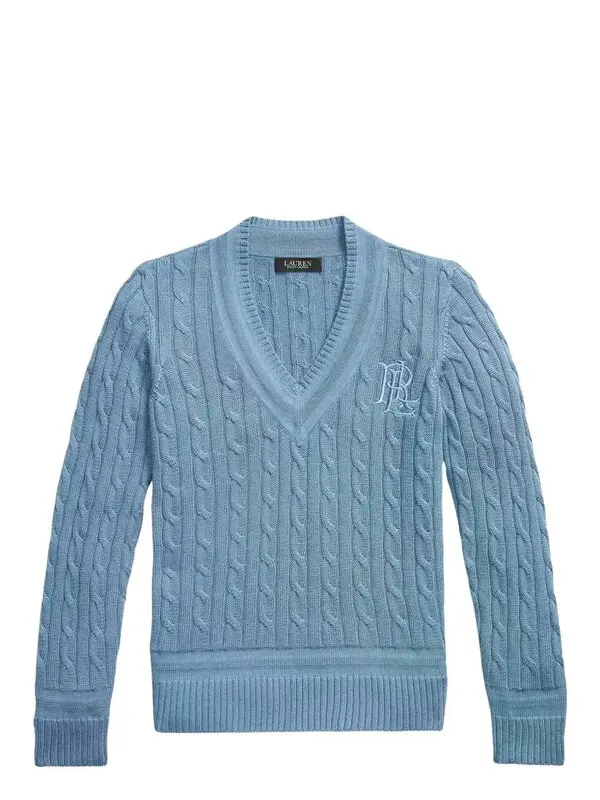 Ralph Lauren Cable-knit V-neck Sweater - Blue