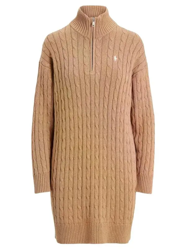 Polo Ralph Lauren Cable-knit Zipped Mini Dress - Neutrals