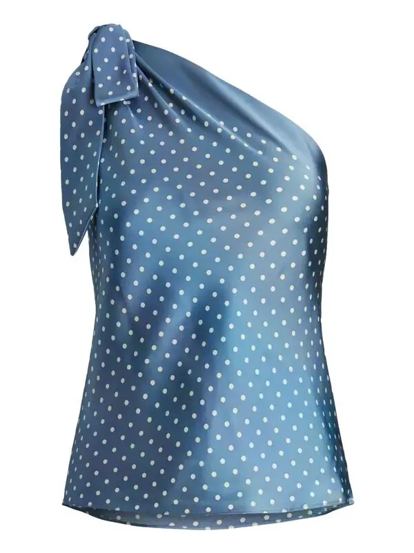 Polo Ralph Lauren Polka-dot One-shoulder Blouse - Blue